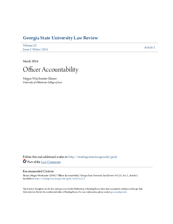 (PDF) Officer Accountability OFFICER ACCOUNTABILITY