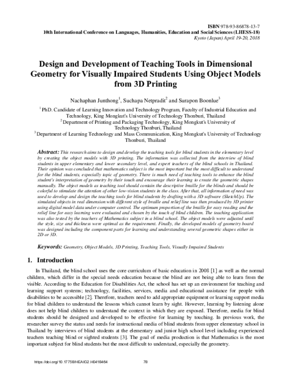 (PDF) Design and Development of Teaching Tools in Dimensional Geometry ...
