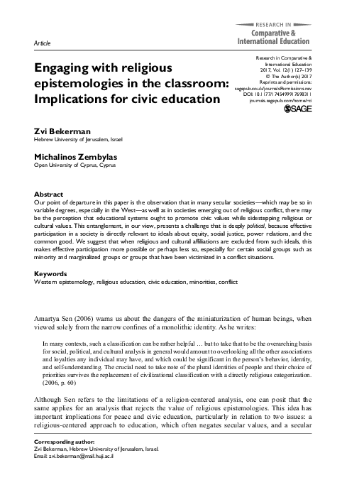 (PDF) Engaging with religious epistemologies in the classroom ...