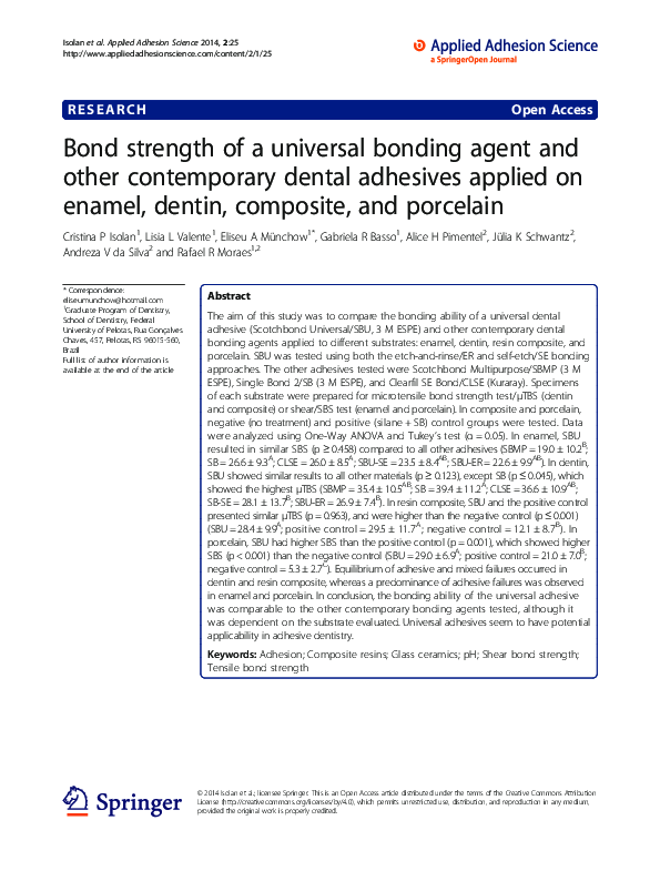 (PDF) Bond strength of a universal bonding agent and other contemporary ...