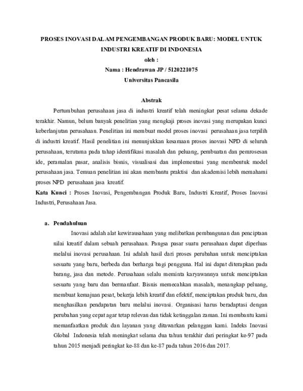 (PDF) PROSES INOVASI DALAM PENGEMBANGAN PRODUK BARU: MODEL UNTUK ...