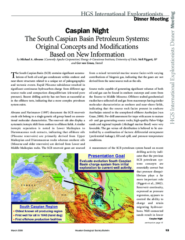 (PDF) Abstract: Caspian Night. The South Caspian Basin Petroleum ...
