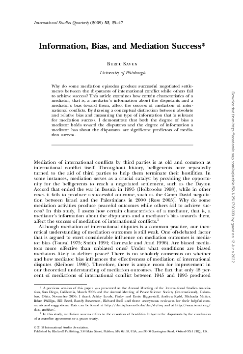 (PDF) Information, Bias, and Mediation Success
