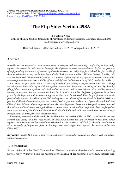 (PDF) The Flip Side: Section 498A