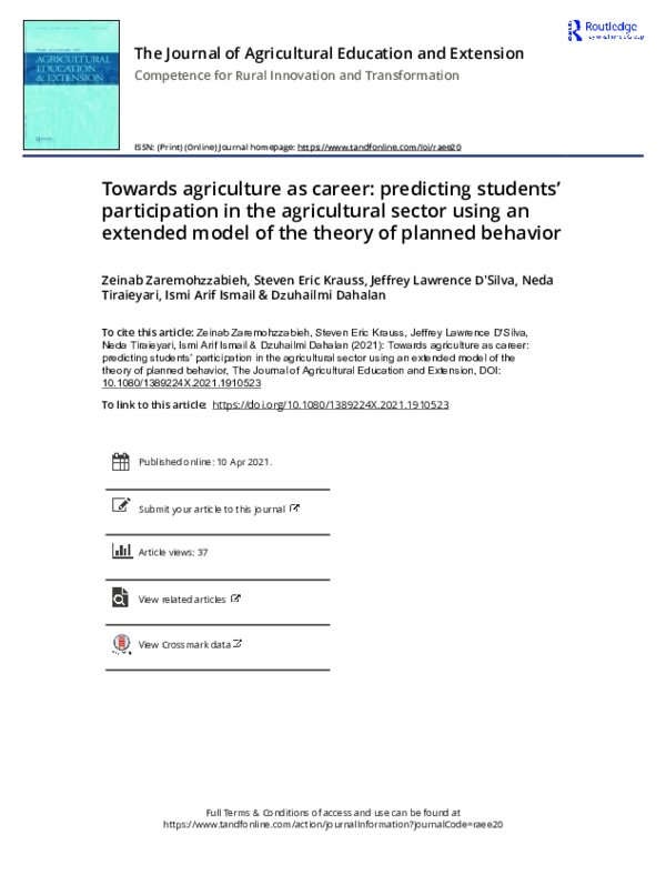(PDF) Towards agriculture as career: predicting students’ participation ...