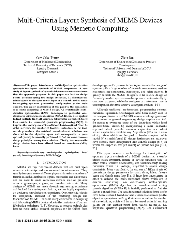 (PDF) Multi-criteria layout synthesis of MEMS devices using memetic computing