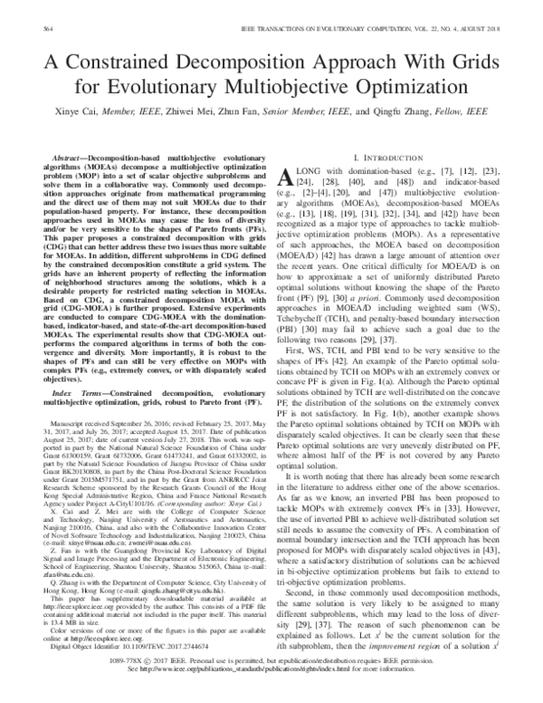 Pdf A Constrained Decomposition Approach With Grids For Evolutionary Multiobjective Optimization 