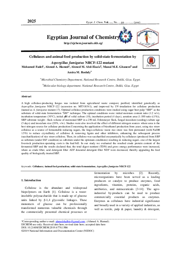 (PDF) Cellulases and animal feed production by solid-state fermentation ...
