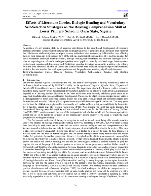 (PDF) Effects of Literature Circles, Dialogic Reading and Vocabulary ...