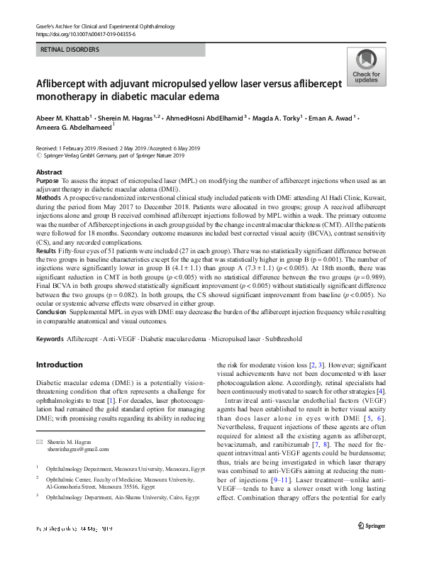 (PDF) Micropulsed Laser Reduces Aflibercept Injections
