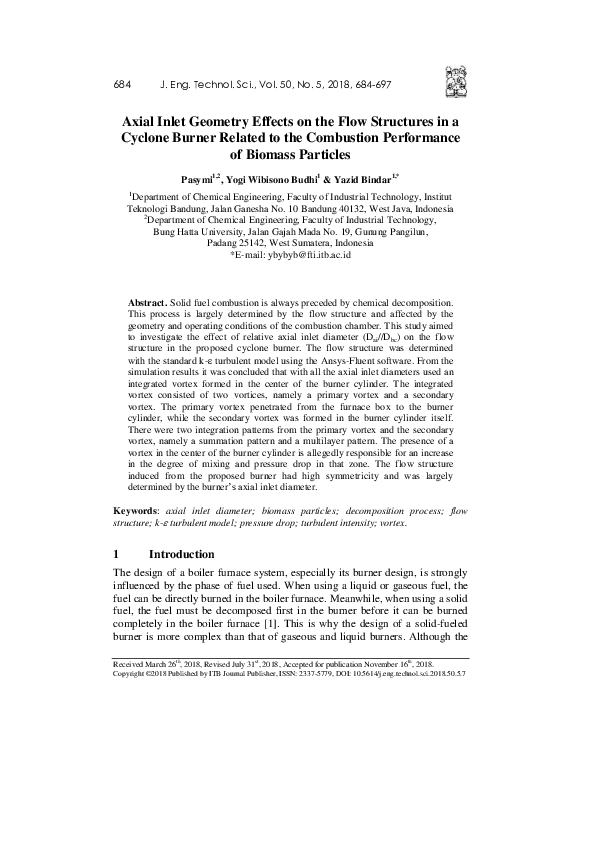 (PDF) Axial Inlet Geometry Effects on the Flow Structures in a Cyclone ...