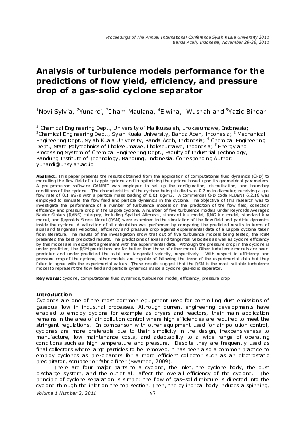 (PDF) Analysis of turbulence models performance for the predictions of flow yield, efficiency ...