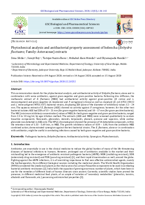 (PDF) Phytochmical analysis and antibacterial property assessment of ...