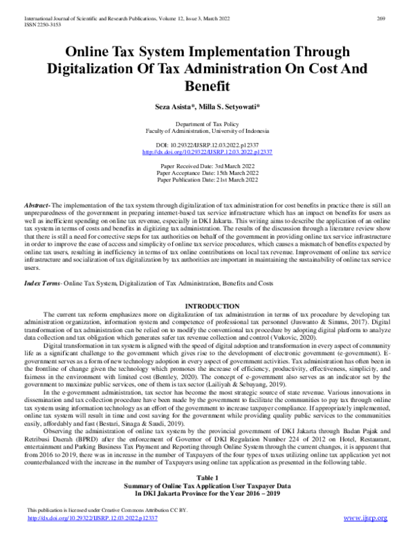 (PDF) Online Tax System Implementation Through Digitalization Of Tax ...