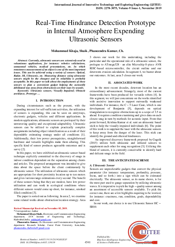 (PDF) Ultrasonic Sensor Prototype for Obstacle Detection
