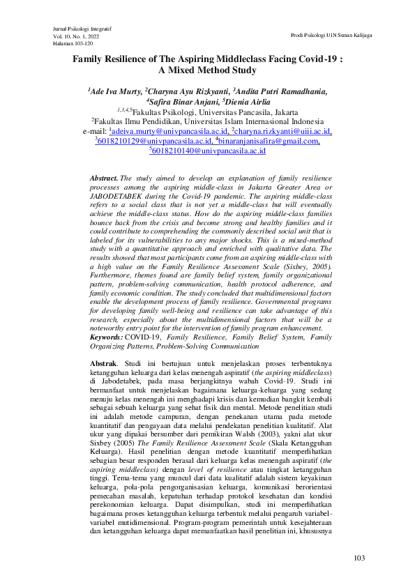 (PDF) Family Resilience of The Aspiring Middleclass Facing Covid-19: A ... (PDF) Family Resilience of The Aspiring Middleclass Facing Covid-19: A ...