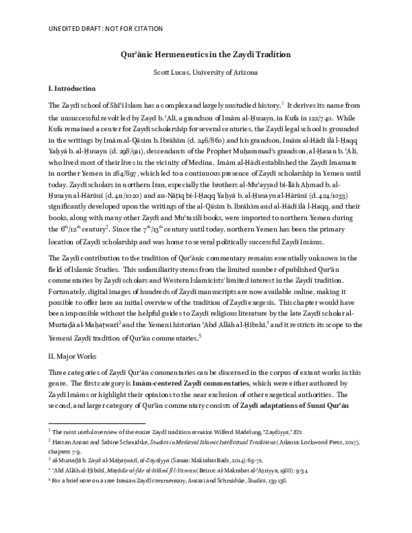 (PDF) Qurʾānic Hermeneutics in the Zaydi Tradition