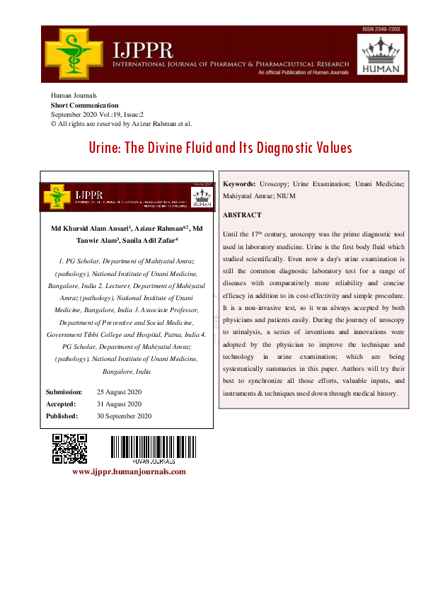 (PDF) Uroscopy to Urinalysis: A Historical Overview