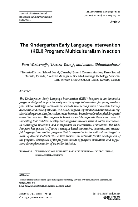 (PDF) The Kindergarten Early Language Intervention (KELI) Program ...