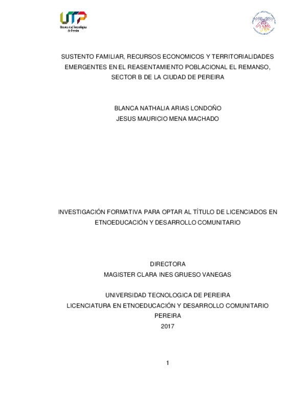 (PDF) Sustento familiar, recursos económicos y territorialidades ...