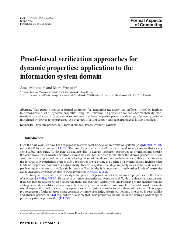 (PDF) Proof-based verification approaches for dynamic properties: application to the information ...