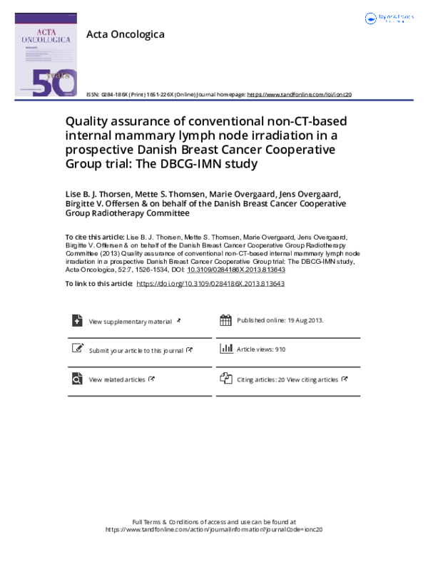 (PDF) Quality assurance of conventional non-CT-based internal mammary ...