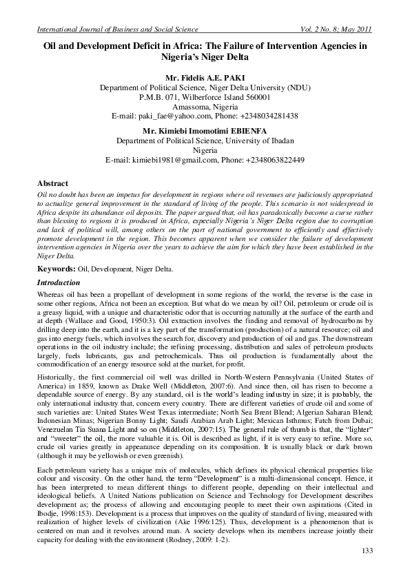 (PDF) Oil and Development Deficit in Africa: The Failure of ...