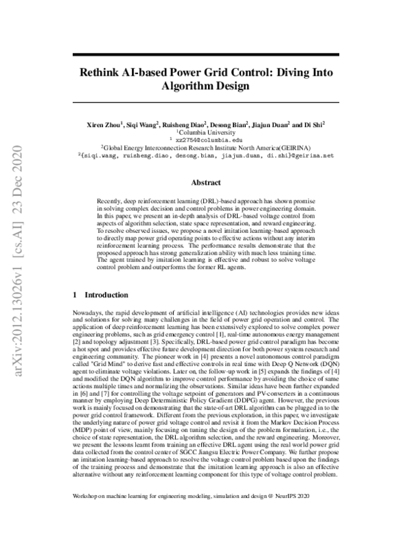 (PDF) Rethink AI-based Power Grid Control: Diving Into Algorithm Design