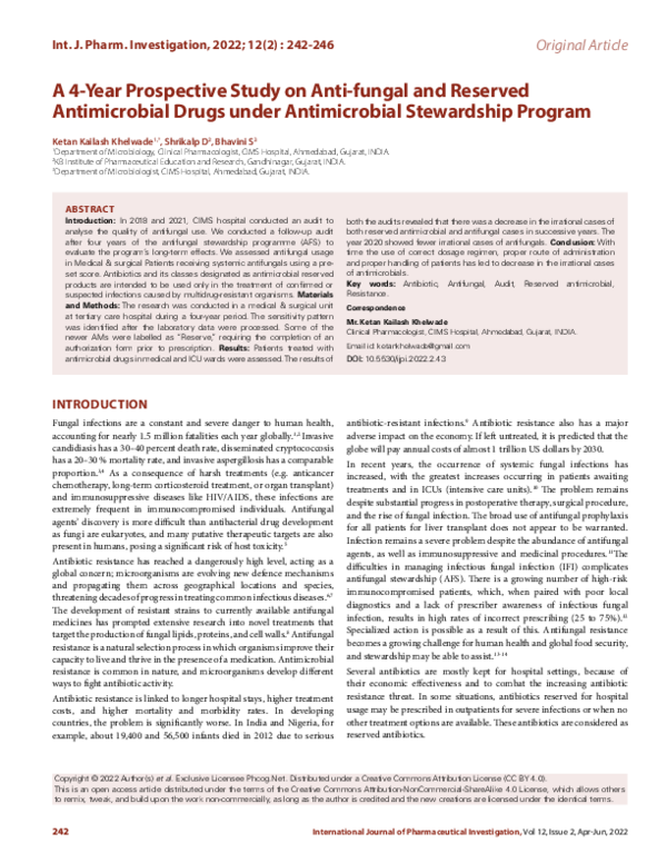 (PDF) A 4-Year Prospective Study on Anti-fungal and Reserved ...