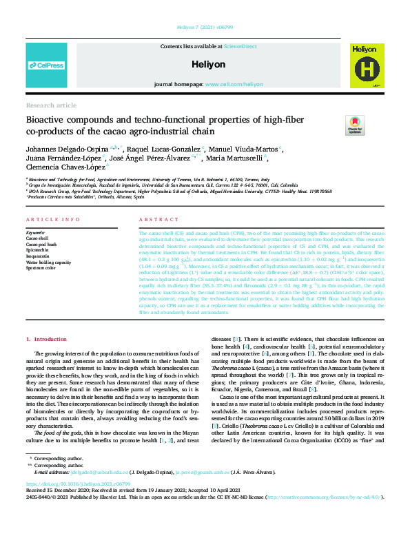 (PDF) Bioactive compounds and techno-functional properties of high-fiber co-products of the ...