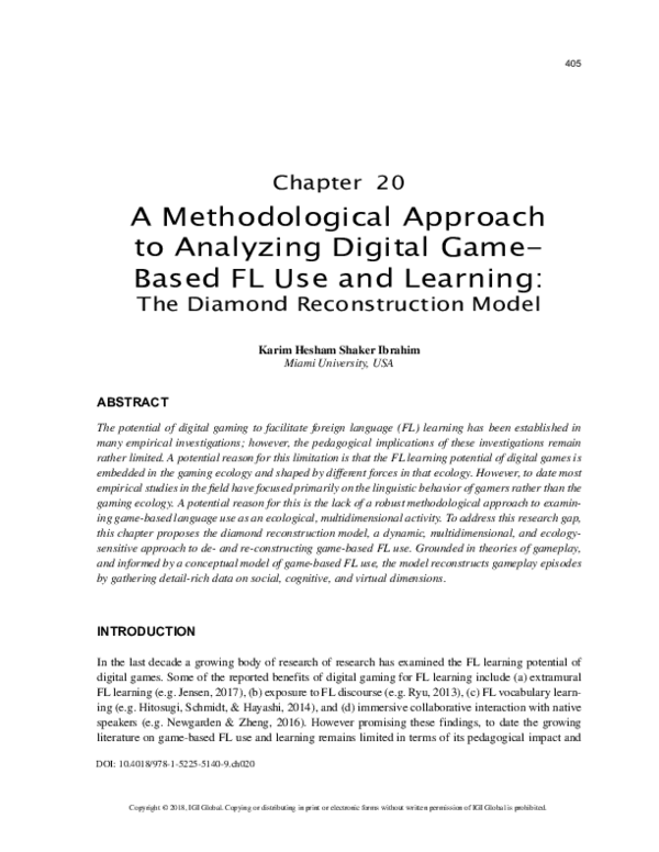 (PDF) A Methodological Approach to Analyzing Digital Game-Based FL Use and Learning