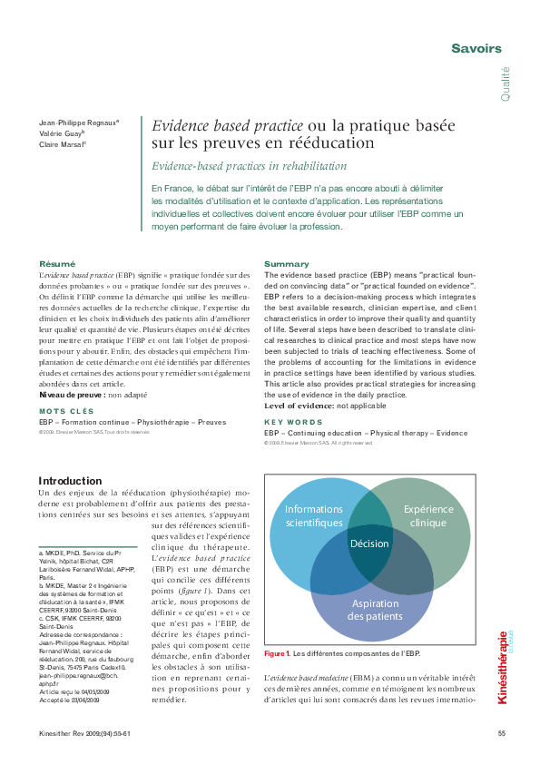 (PDF) Evidence based practice ou la pratique basée sur les preuves en ...