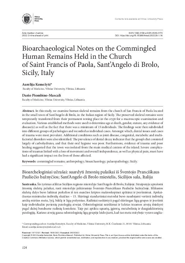 (PDF) Bioarchaeological Notes on the Commingled Human Remains Held in ...
