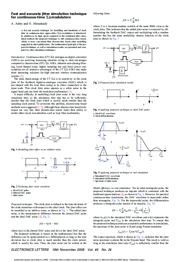 Pdf Fast And Accurate Jitter Simulation Technique For Continuous Time