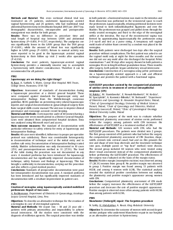(PDF) P595 Manchester (Fothergill) repair: The forgotten procedure | Abdulrahim Rouzi - Academia.edu