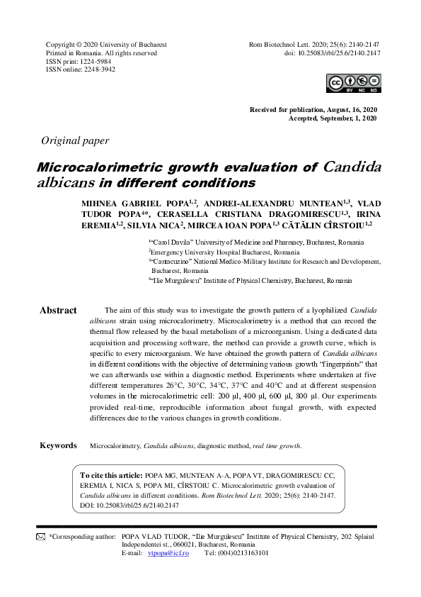 (PDF) Microcalorimetric growth evaluation of Candida albicans in ...