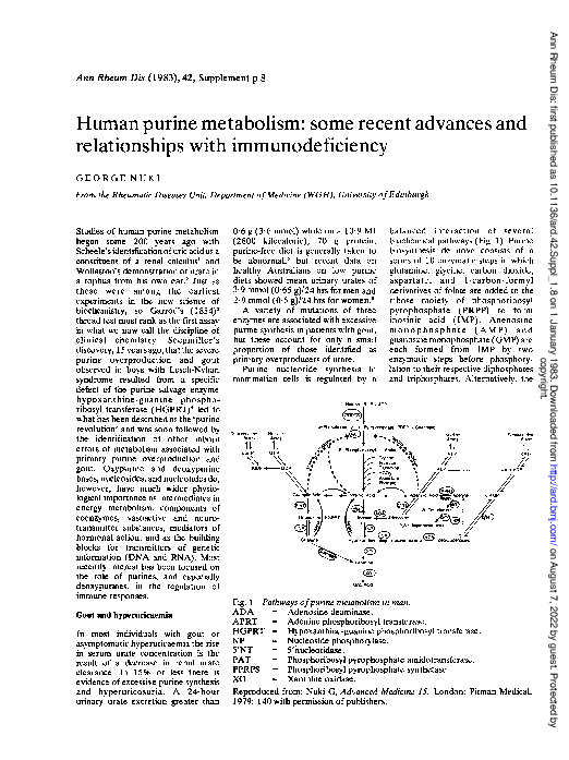 (PDF) Human purine metabolism: some recent advances and relationships ...