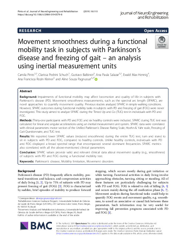 (PDF) Movement smoothness during a functional mobility task in subjects ...