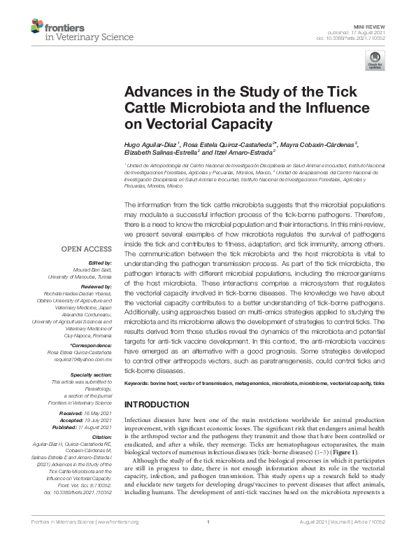(PDF) Advances in the Study of the Tick Cattle Microbiota and the Influence on Vectorial Capacity