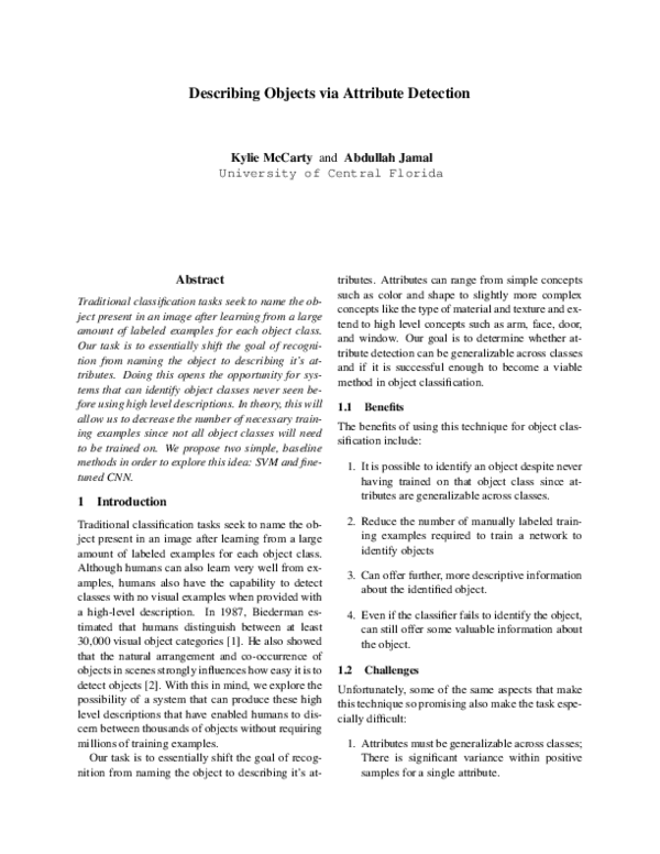 (PDF) Describing Objects via Attribute Detection | Abdullah Jamal ...