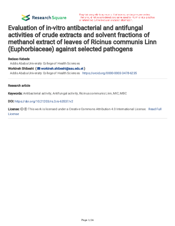 (PDF) Evaluation of in-vitro antibacterial and antifungal activities of crude extracts and ...