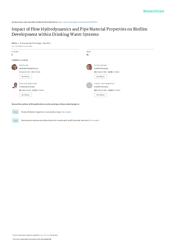 (PDF) Impact of flow hydrodynamics and pipe material properties on ...