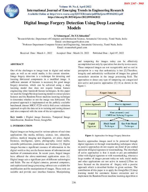 (PDF) Digital Image Forgery Detection Using Deep Learning Models