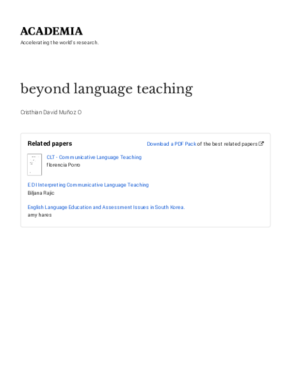 (PDF) Beyond communicative language teaching: What's ahead