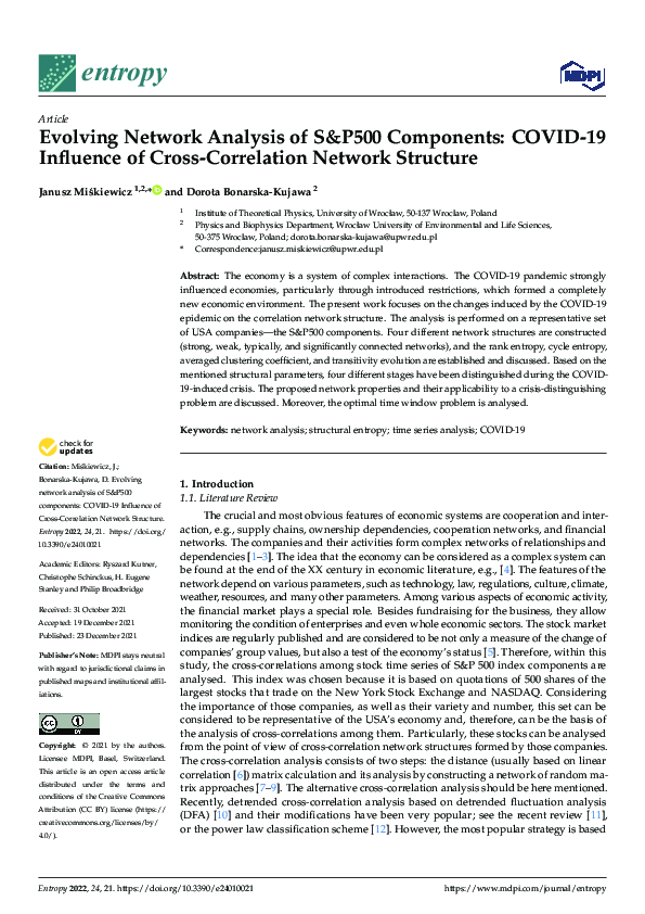 (PDF) Evolving Network Analysis of S&P500 Components: COVID-19 Influence of Cross-Correlation ...