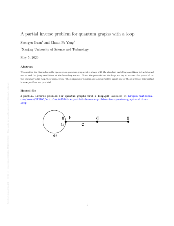 (PDF) A partial inverse problem for quantum graphs with a loop