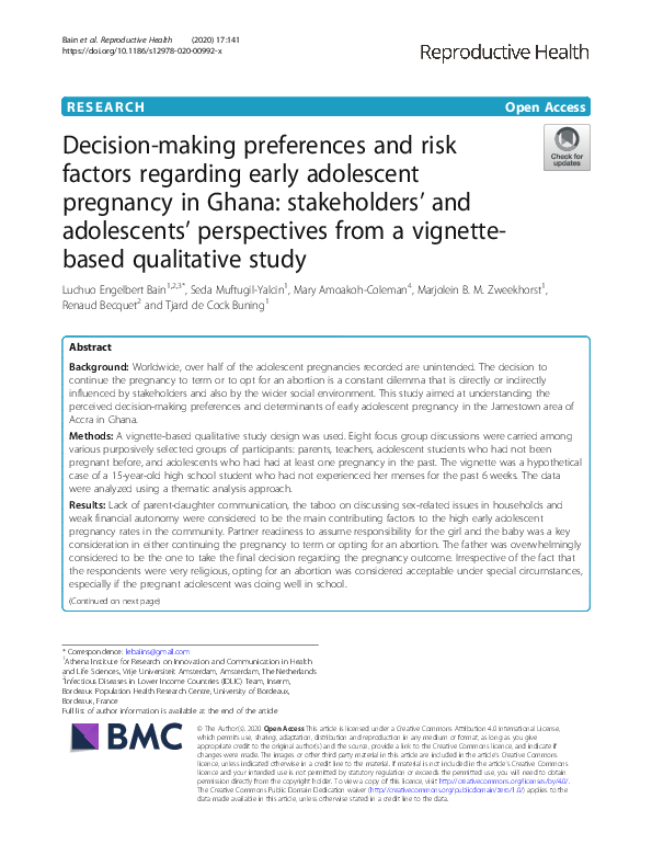 (PDF) Decision-making preferences and risk factors regarding early ...