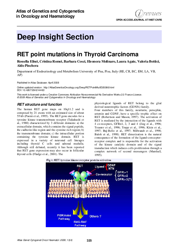 (PDF) RET point mutations in Thyroid Carcinoma | Eleonora Molinaro ...