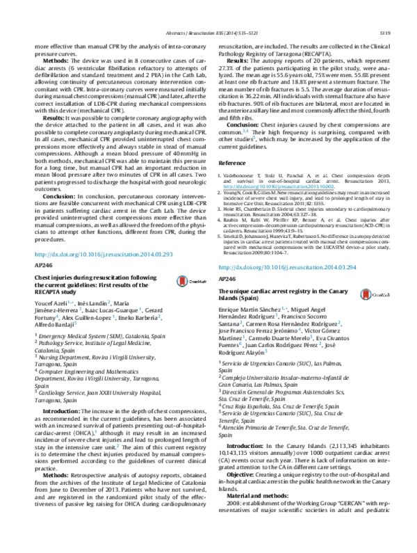 (PDF) Chest injuries during resuscitation following the current guidelines: First results of the ...