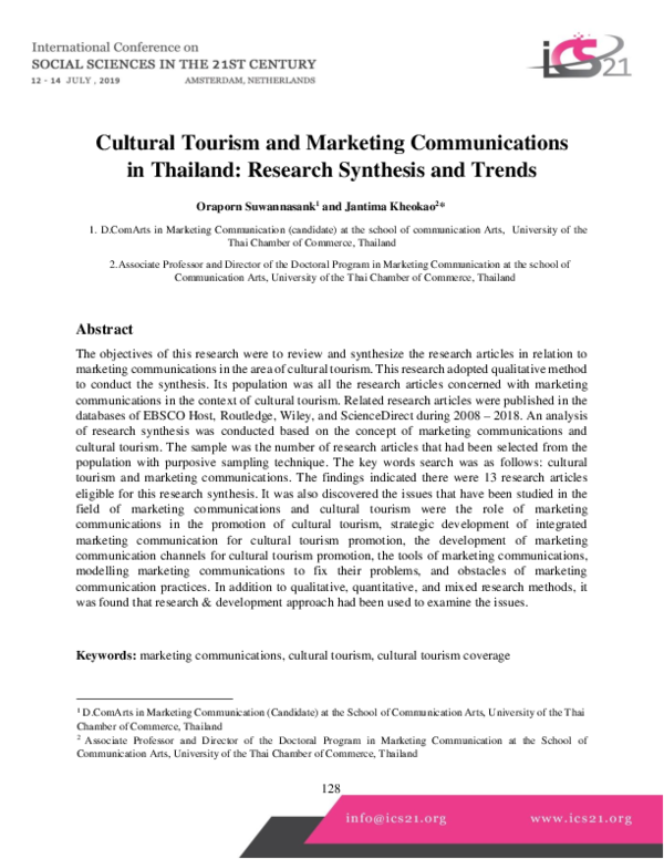 (PDF) Cultural Tourism and Marketing Communications in Thailand ...
